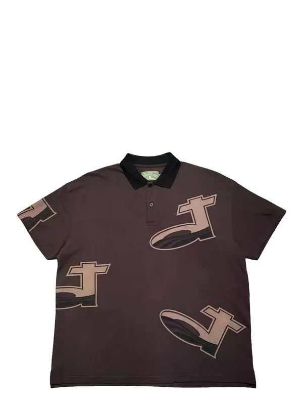 DENIM TEARS Logo-print Pique Polo Shirt - Brown
