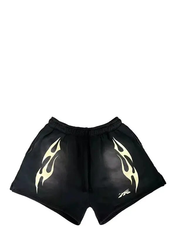 HELLSTAR Flame Print Track Shorts - Black