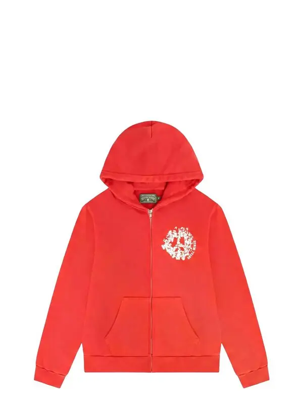 DENIM TEARS Logo-print Zip-up Hoodie - Red