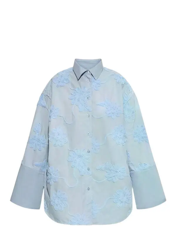ROTATE BY BIRGER CHRISTENSEN Embroidered Floral Oversized Shirt - Blue