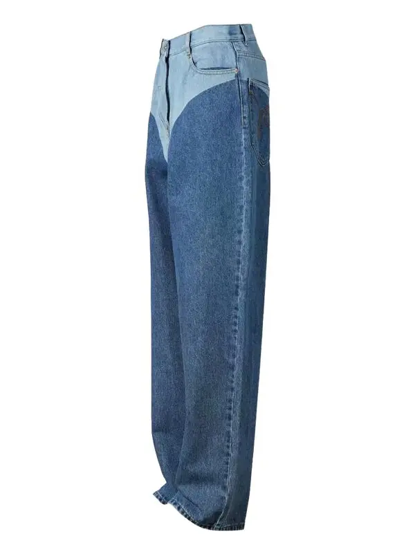 PUSHBUTTON Two-tone Wide-leg Jeans - Blue