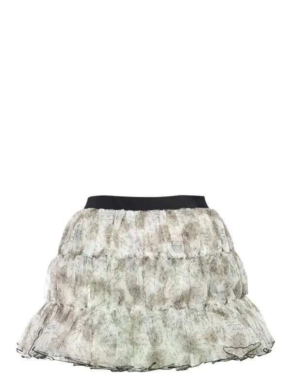 PUSHBUTTON Shirred Tiered Skirt - White
