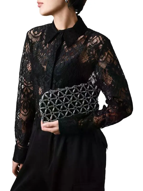 0711 TBILISI Tebea Beaded Clutch Bag - Grey