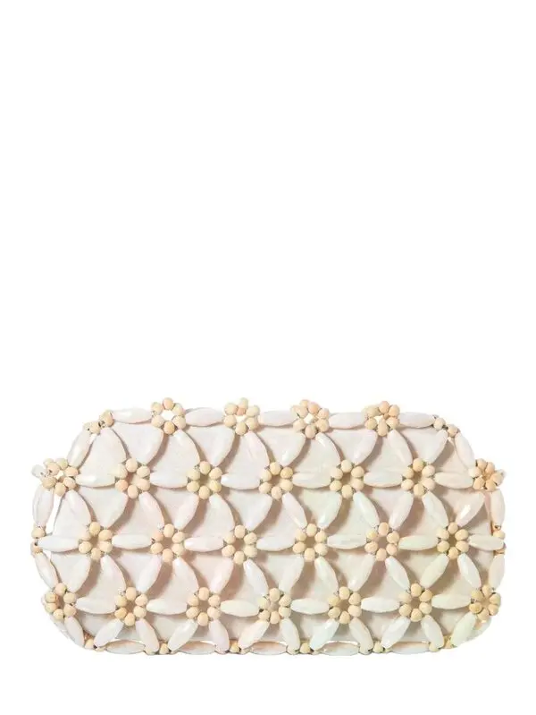 0711 TBILISI Tebea Bead-embellished Clutch Bag - Neutrals