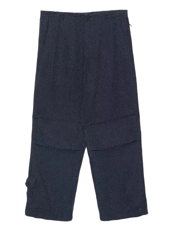 MAHARISHI Sashiko-stitched Drawstring Trousers - Blue
