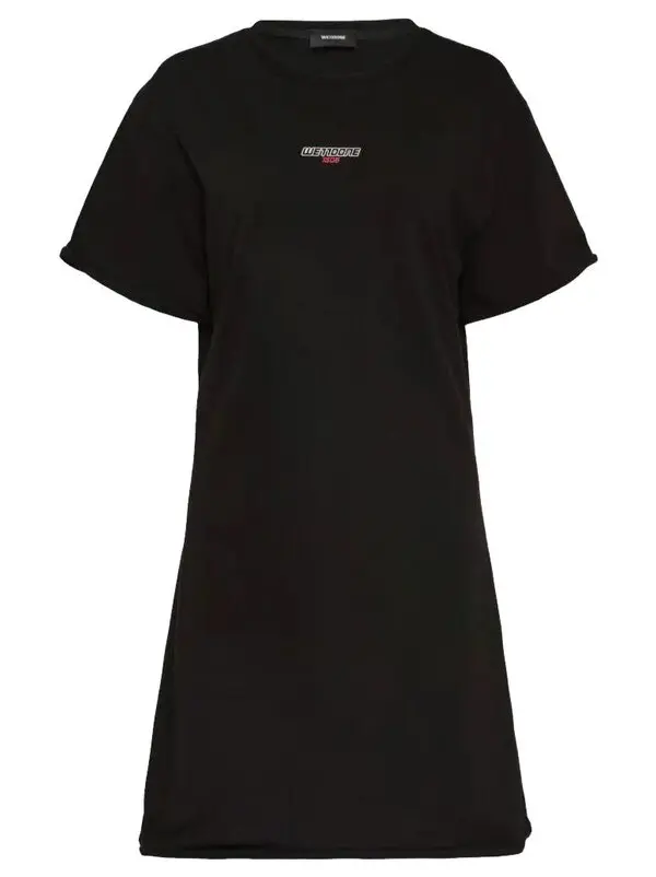 We11Done Logo Print Mini Dress - Black