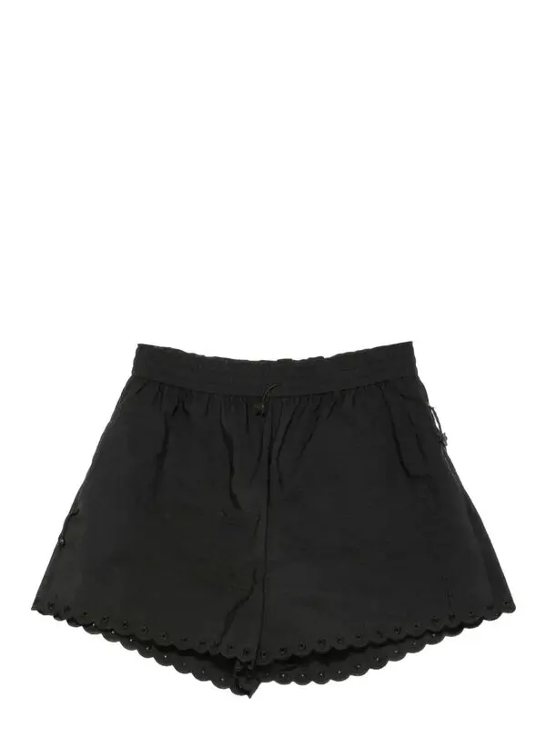 Cecilie Bahnsen Floral Embellished Scalloped Shorts - Black