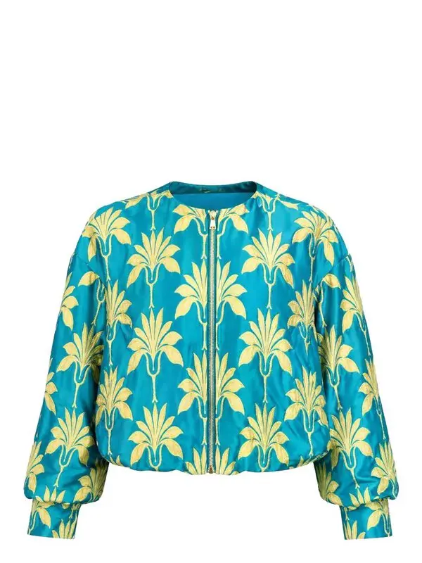 ODEEH Zip-up Palm Print Jacket - Blue