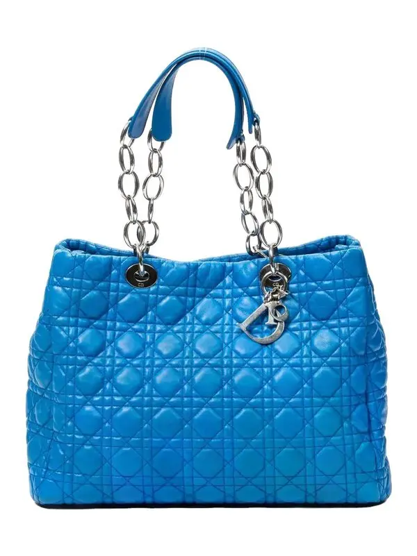 Dior Cannage Quilting Tote Bag - Blue