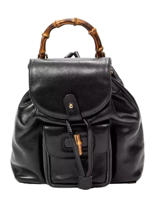 Gucci Mini Bamboo Leather Backpack - Black
