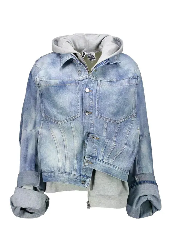 Natasha Zinko Multi-layer Hooded Denim Jacket - Blue