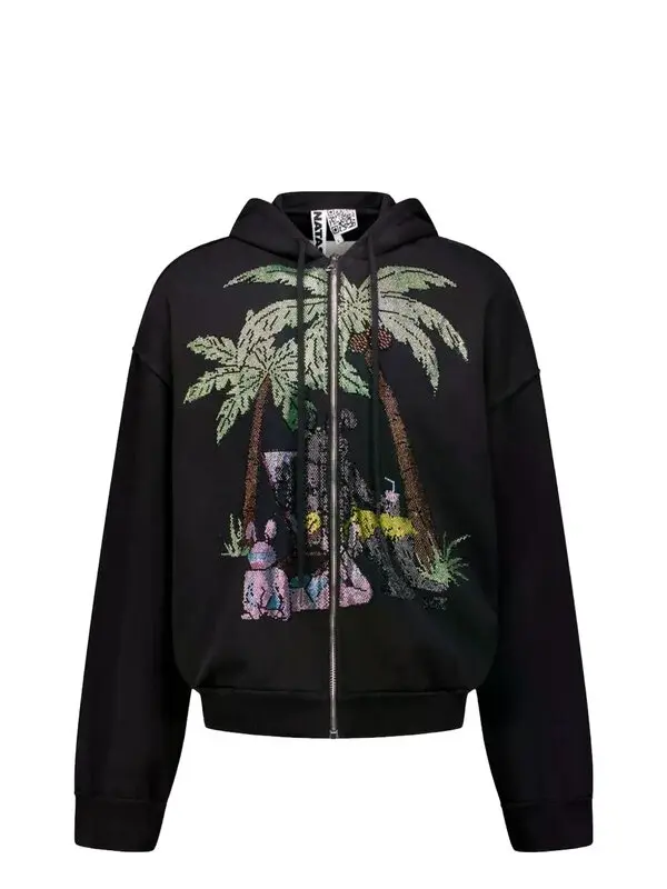 Natasha Zinko Rhinestone Embellished Zip-up Hoodie - Black