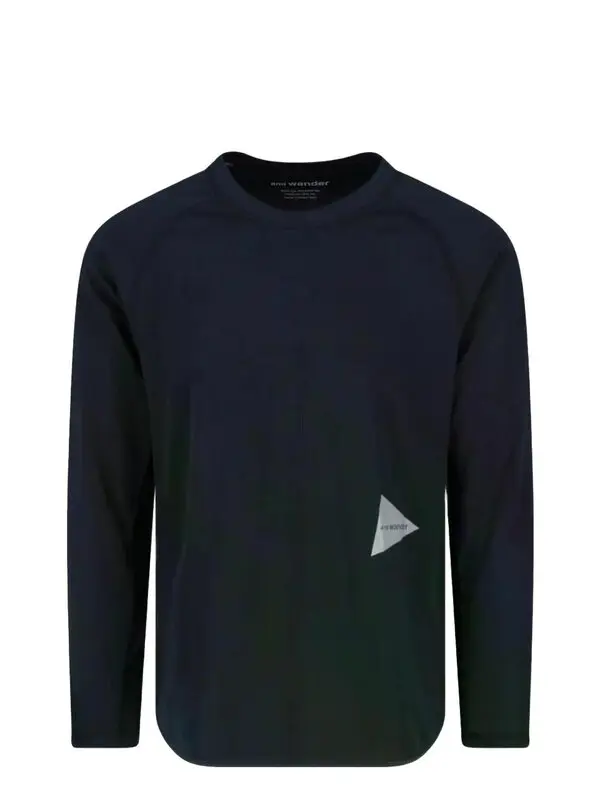 AND WANDER Raglan Sleeve Logo Print T-shirt - Black