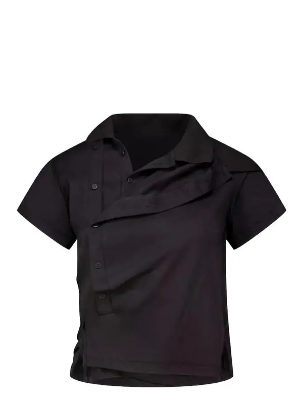Natasha Zinko Shrunken Double Polo Shirt - Black
