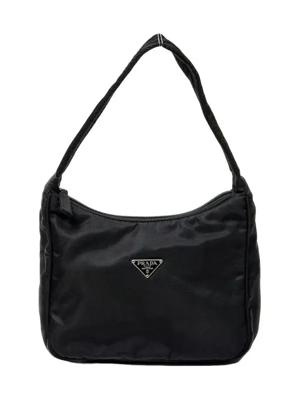 Prada Logo Plaque Handbag - Black