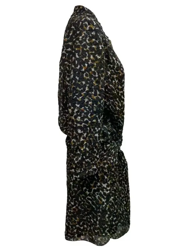 Burberry Multicolor Leopard-print Belted Dress - Black