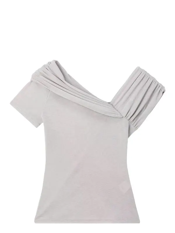 B+AB Ruched Off-shoulder Blouse - Grey