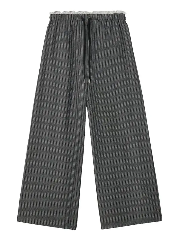 TOUT A COUP Vertical Stripe Drawstring Trousers - Grey