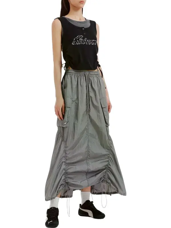 MINI CREAM Layered Effect Tank Top - Black