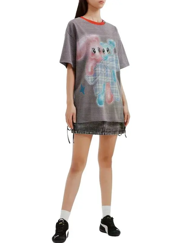 MINI CREAM Striped Graphic T-shirt - Grey