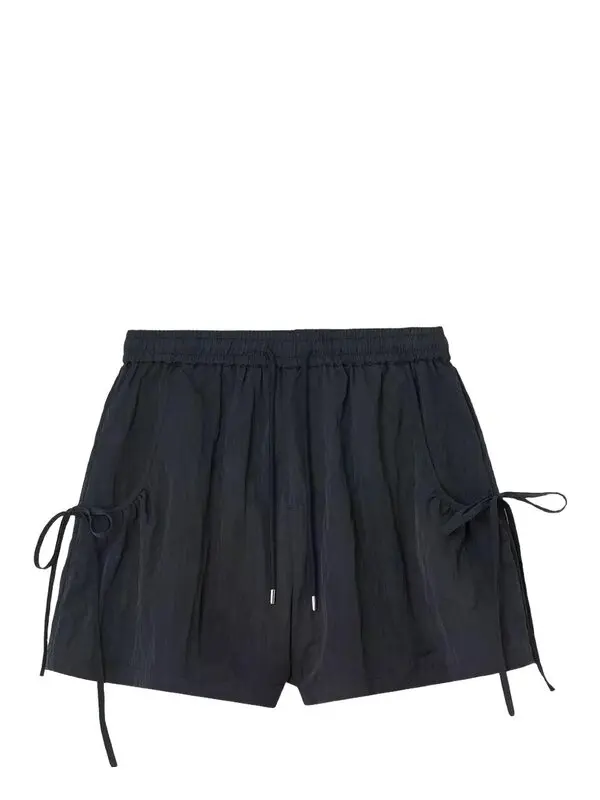 B+AB Side-tie Mini Shorts With Drawstring Waist - Blue