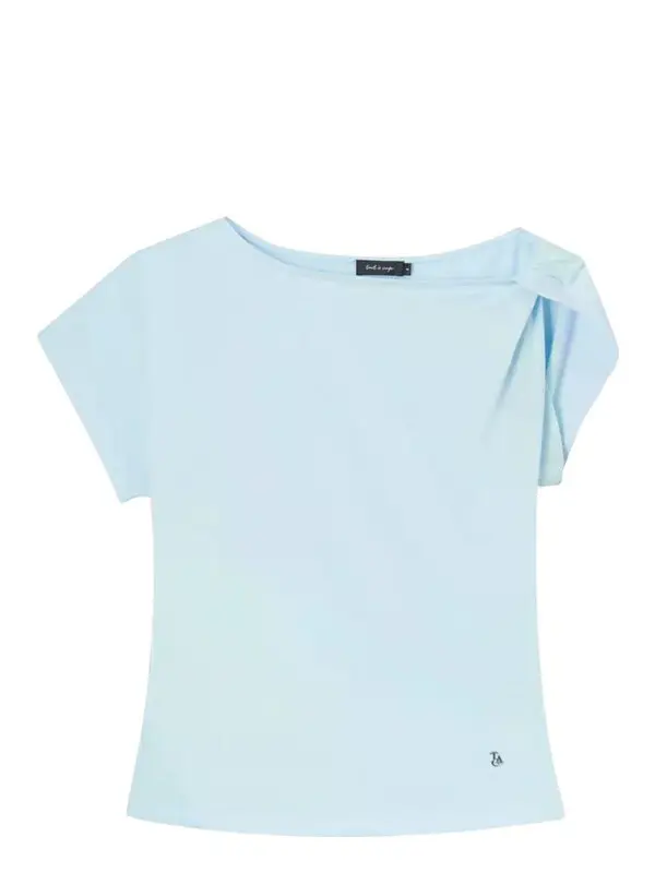 TOUT A COUP Asymmetric Twisted-shoulder T-shirt - Blue