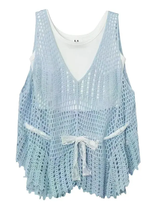B+AB Crochet-knit Layered Top - Blue