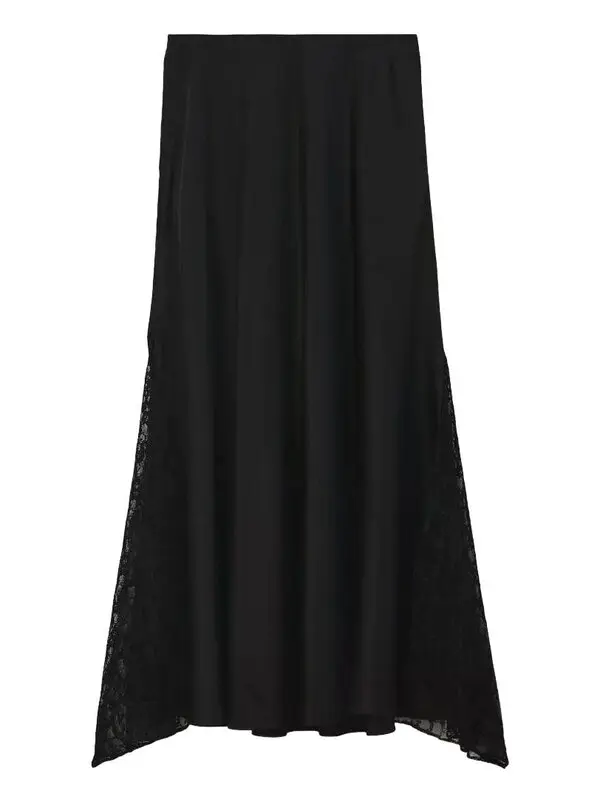 TOUT A COUP Lace Insert Asymmetric Skirt - Black