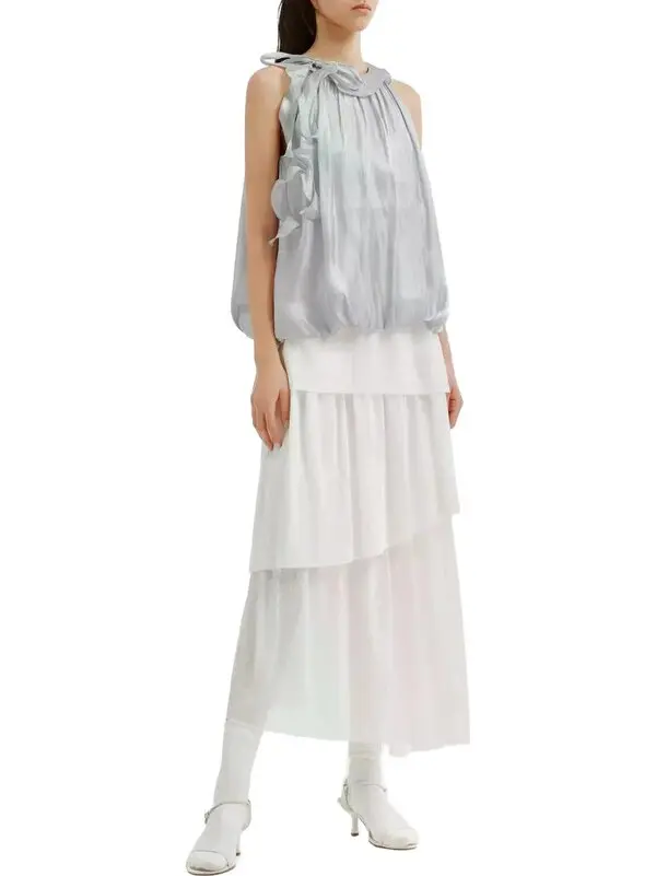 B+AB Ruffle-trimmed Bow Detail Blouse - Grey
