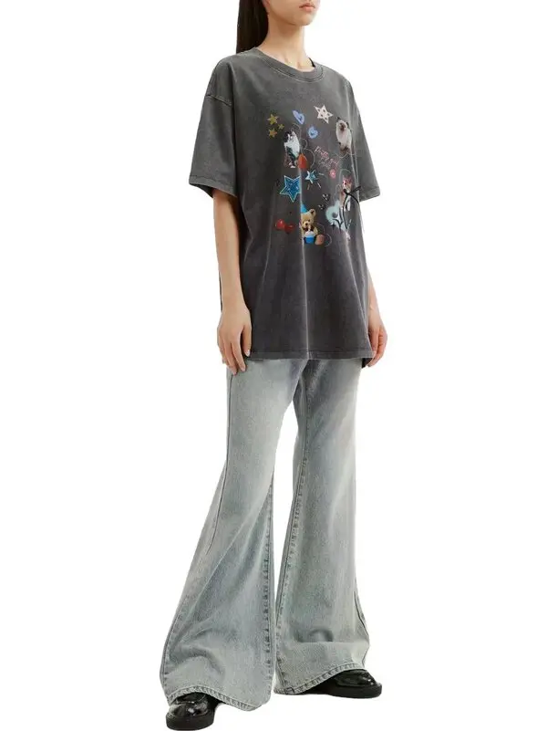 B+AB Graphic Print Cotton T-shirt - Grey