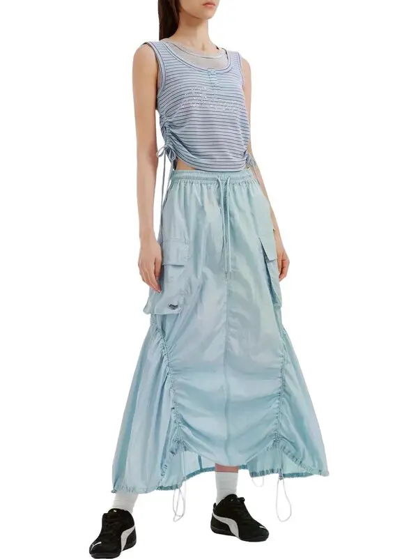MINI CREAM Cargo Drawstring Maxi Skirt - Blue