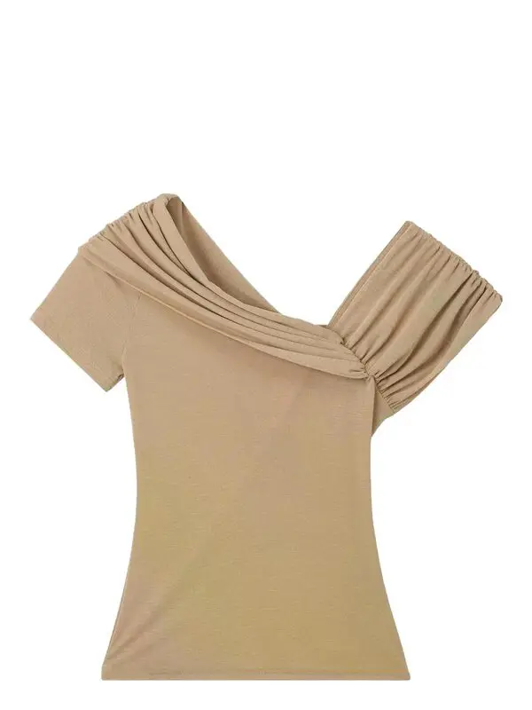 B+AB Ruched Off-shoulder Blouse - Neutrals
