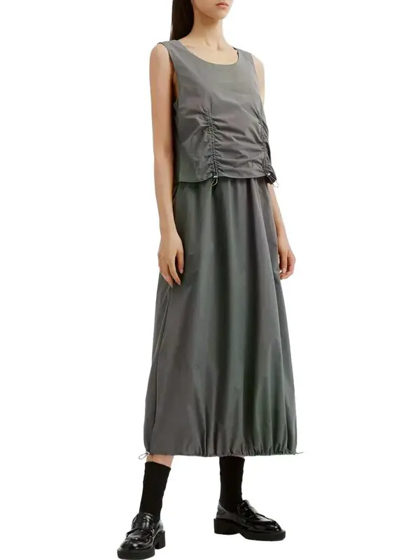 TOUT A COUP Ruched Drawstring Dress - Grey