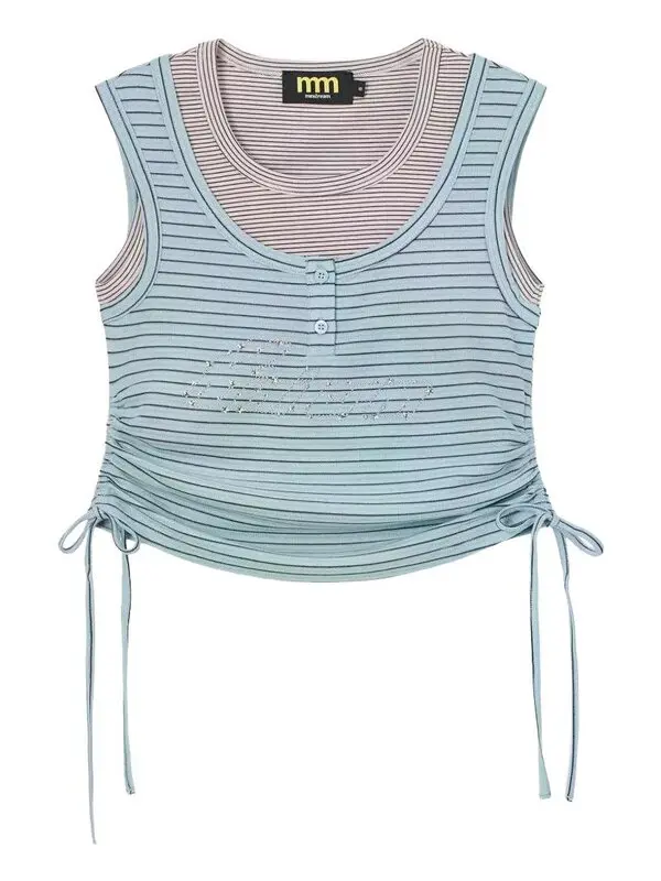 MINI CREAM Striped Drawstring Tank Top - Blue