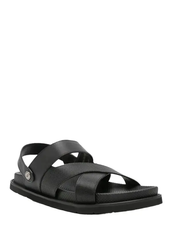 SERGIO MORETTI FIRENZE Crossover Strap Slingback Sandals - Black