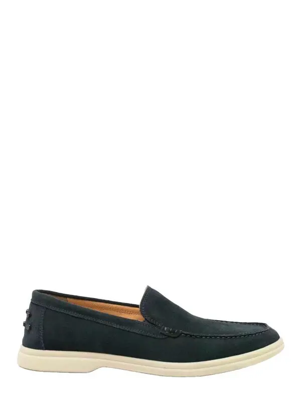 SERGIO MORETTI FIRENZE Stud-embellished Suede Loafers - Blue
