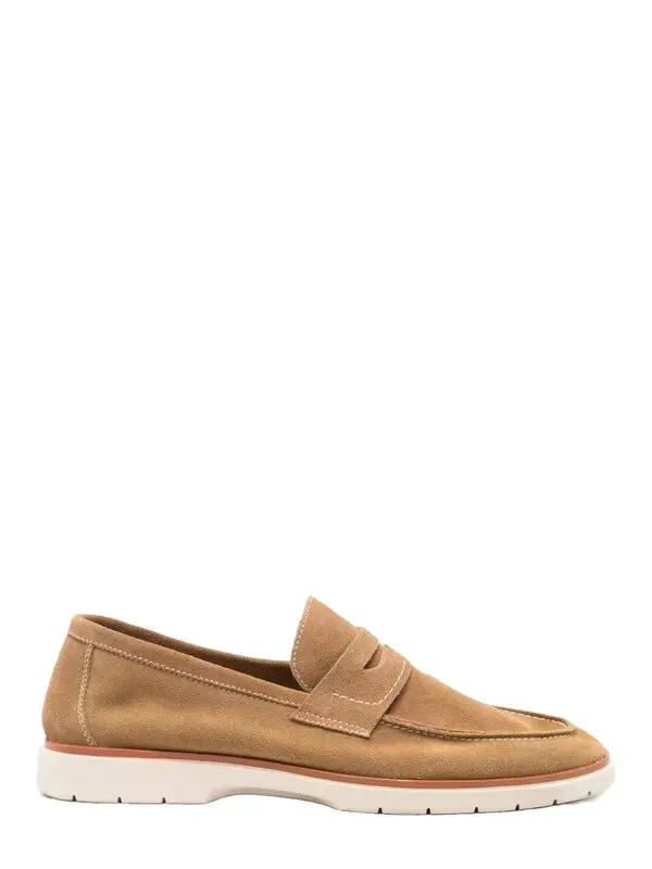 SERGIO MORETTI FIRENZE Suede Penny Loafers - Brown
