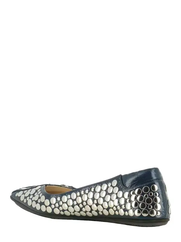 DOVE NUOTANO GLI SQUALI Stud-embellished Leather Ballet Flats - Blue