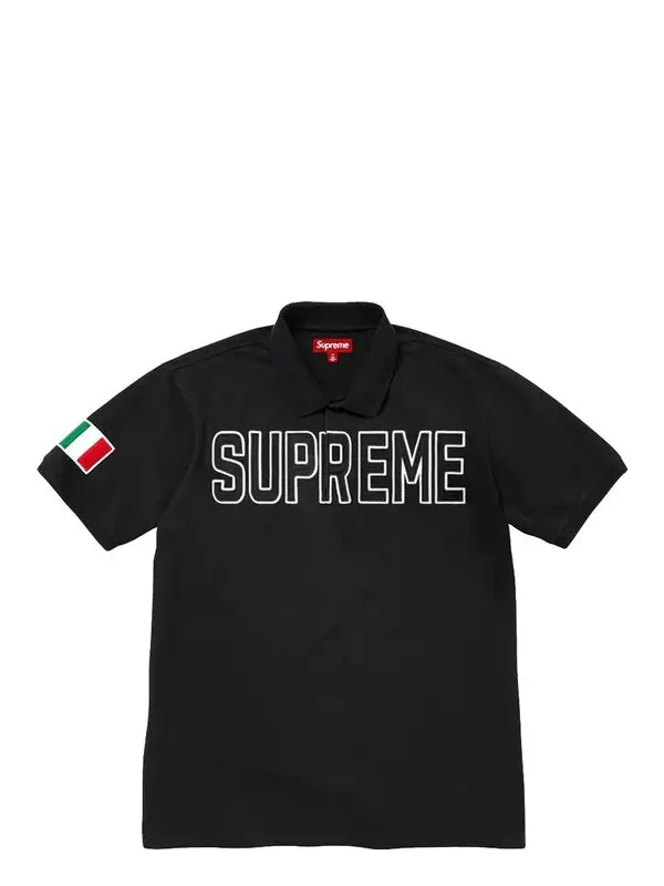 Supreme Twill-appliqué Polo Shirt - Black