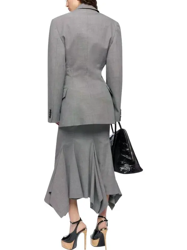 Attico Asymmetric Ruffled Midi Skirt - Grey