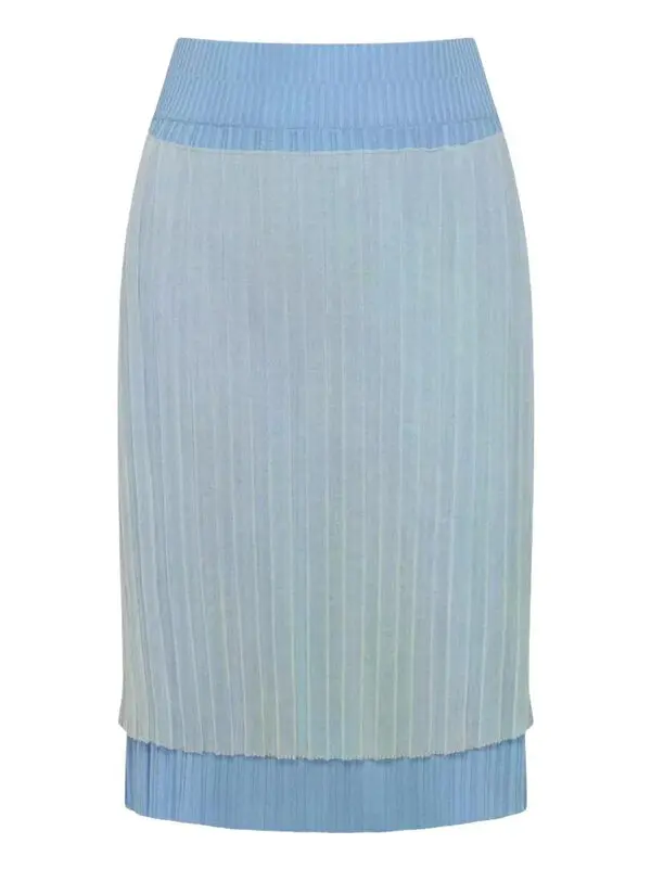JUUKIFF Layered-effect Ribbed-knit Skirt - Blue