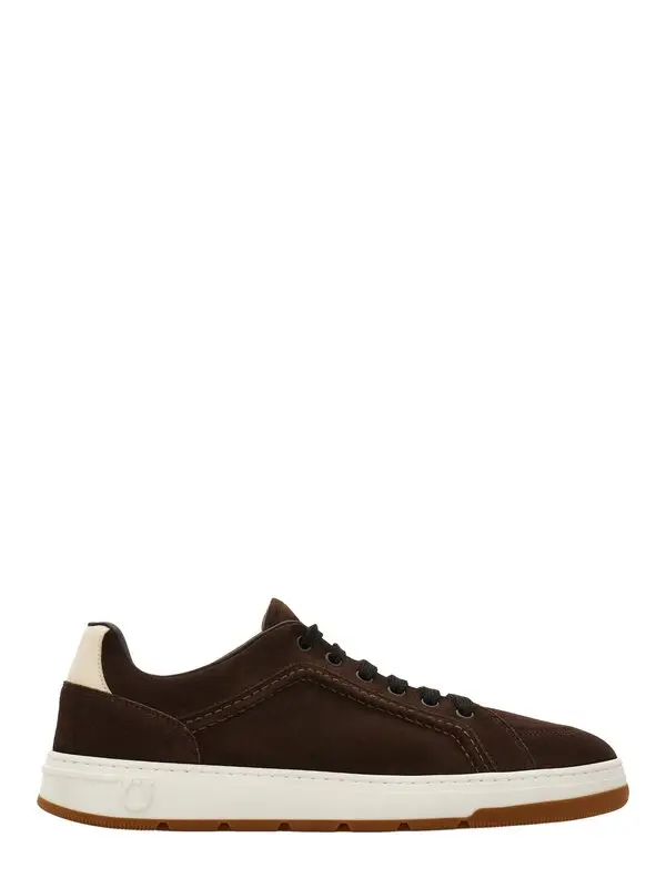 FERRAGAMO Suede Low Top Sneakers - Brown