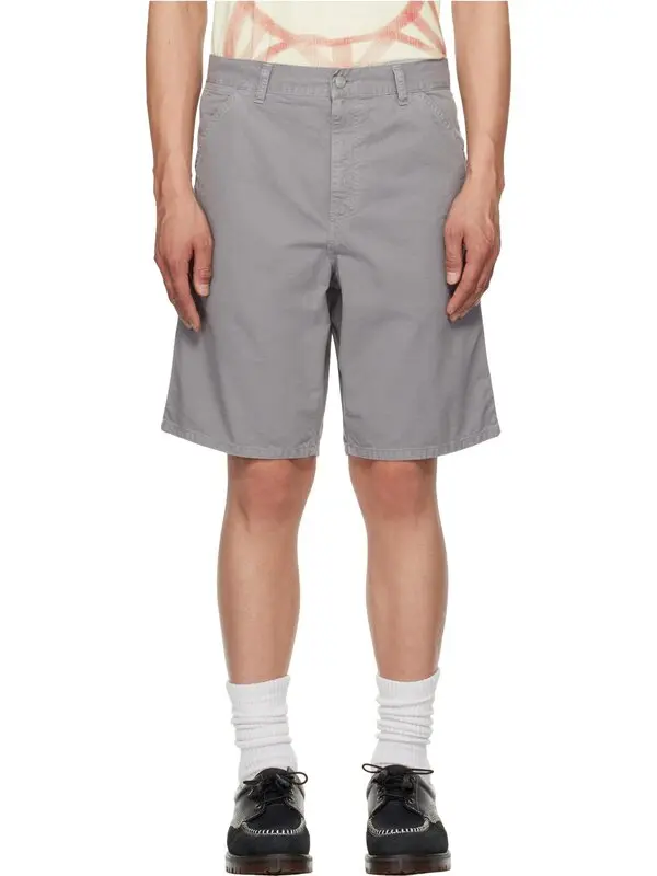 Carhartt Work In Progress Grey Logo Patch Low-rise Shorts - Gray