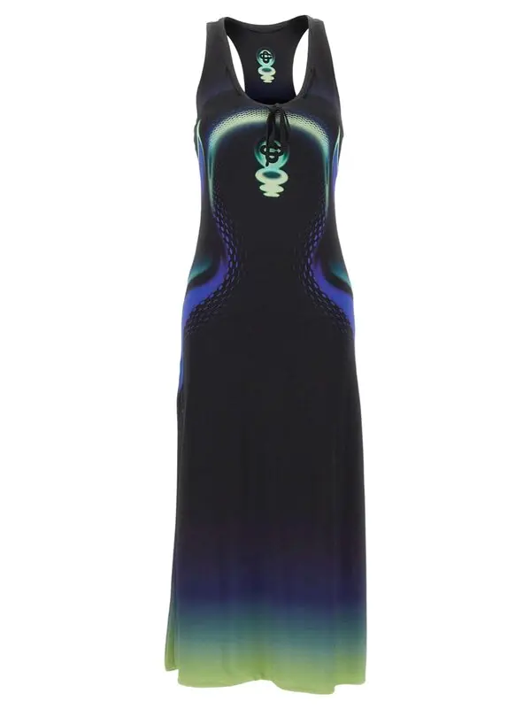 Casablanca Orchid Printed Maxi Dress - Black