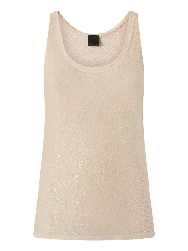 Pinko Sleeveless Sequined Tank Top - Nude