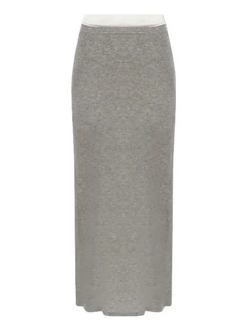 SAMSOE SAMSOE Ribbed Knit Maxi Skirt - Grey