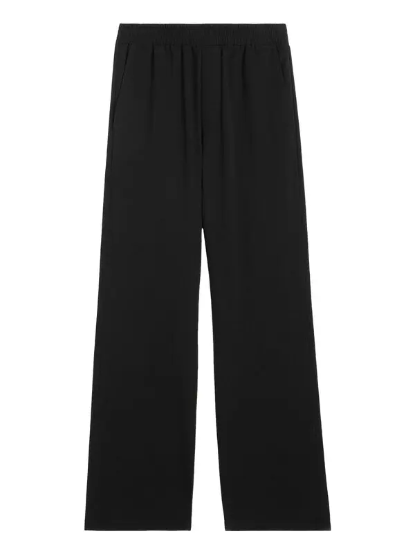 Ami Elastic Waist Logo Plaque Pants - Black