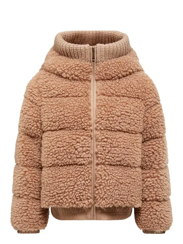 Moncler Adalbertas Teddy Hooded Down Jacket - Beige