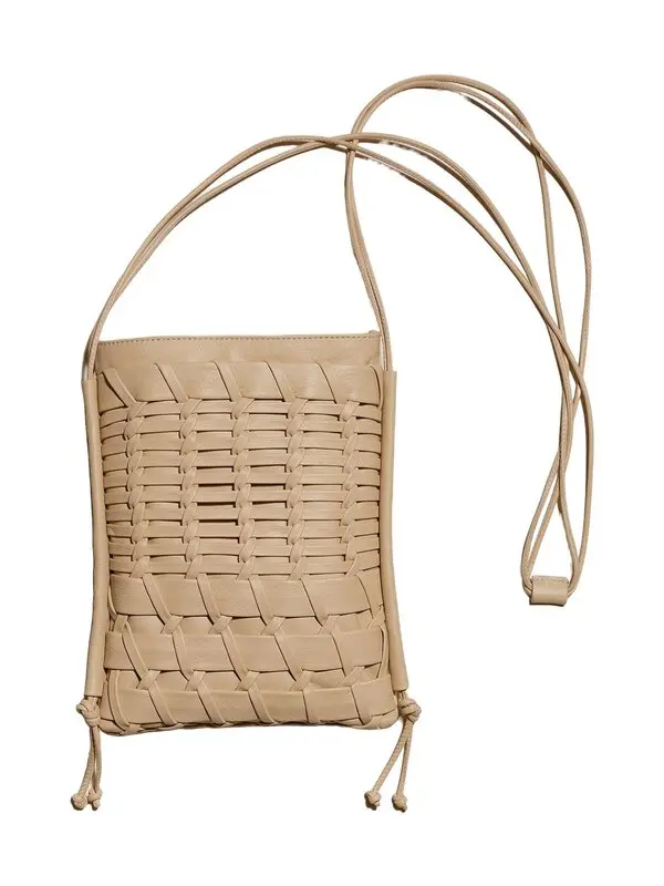 Hereu Trena Woven Crossbody Bag - Nude