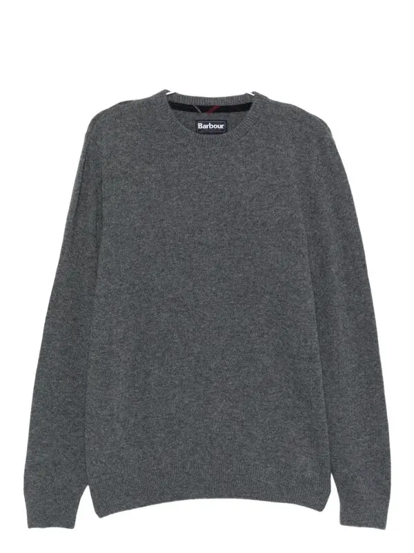 Barbour Long-sleeved Crew Neck Sweater With Tartan Elbow Patches - Black